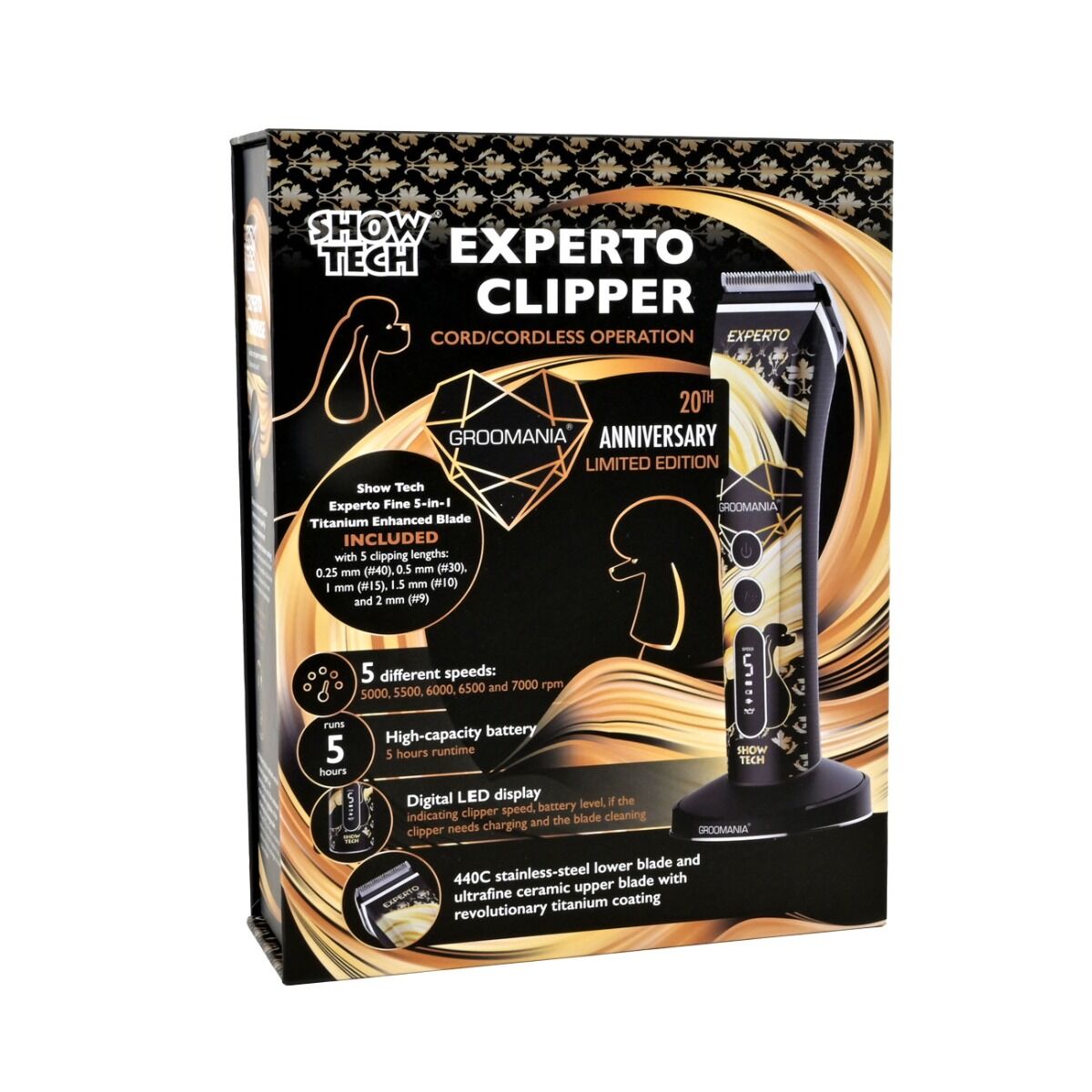 Show Tech Experto Cordless Clipper 5 Speed Ltd Edition Groomania - Custom Pet Boutique